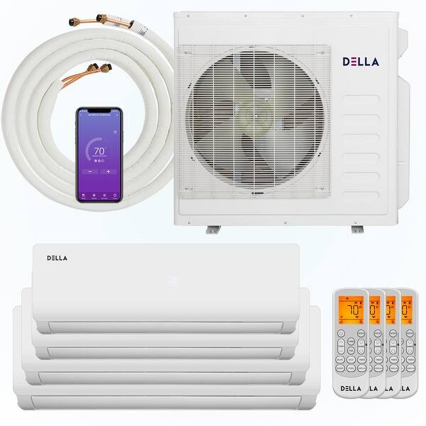 DELLA 36K BTU 4 Zone 9000 9000 12000 18000 Mini Split AC W/ Heat - Bed ...