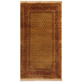 Hand Knotted Boteh Gold Wool Traditional Oriental Area Rug (2x3) - 2' 3 ...