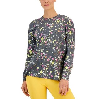 ID Ideology Women's Active Pansy Print Side Slit Relaxed Crewneck ...