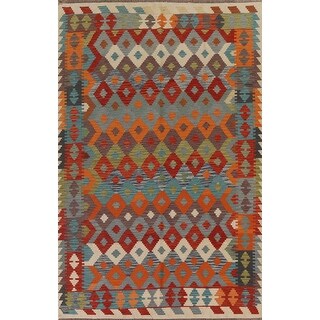 Reversible Kilim Oriental Area Rug Hand-woven Multi-Color Wool Carpet ...