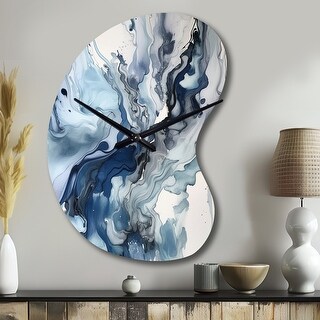 Blue and Grey Ethereal Elixir II - Abstract Large Wall Clock in ...