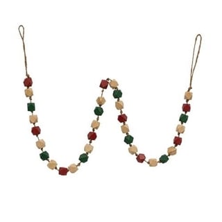 Holiday Geometric Wood Beaded Garland 40" - 40" long - Bed Bath ...