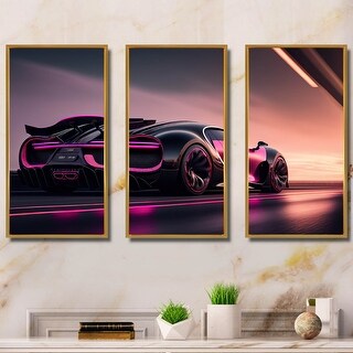 Designart "Visionary Bugatti Design In Black And Magenta VI" Exotic Car ...