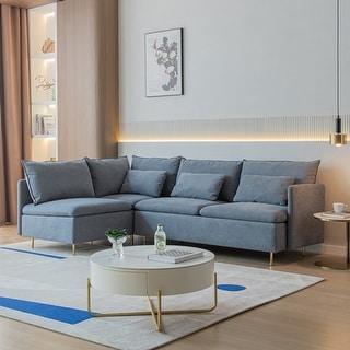 Modular L-shaped Corner Sectional Sofa Left Hand Facing Couch Cotton ...