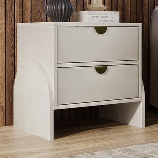 Retro Style Rubber Wood Structure Two-Drawer Sidetable Dresser - Bed ...