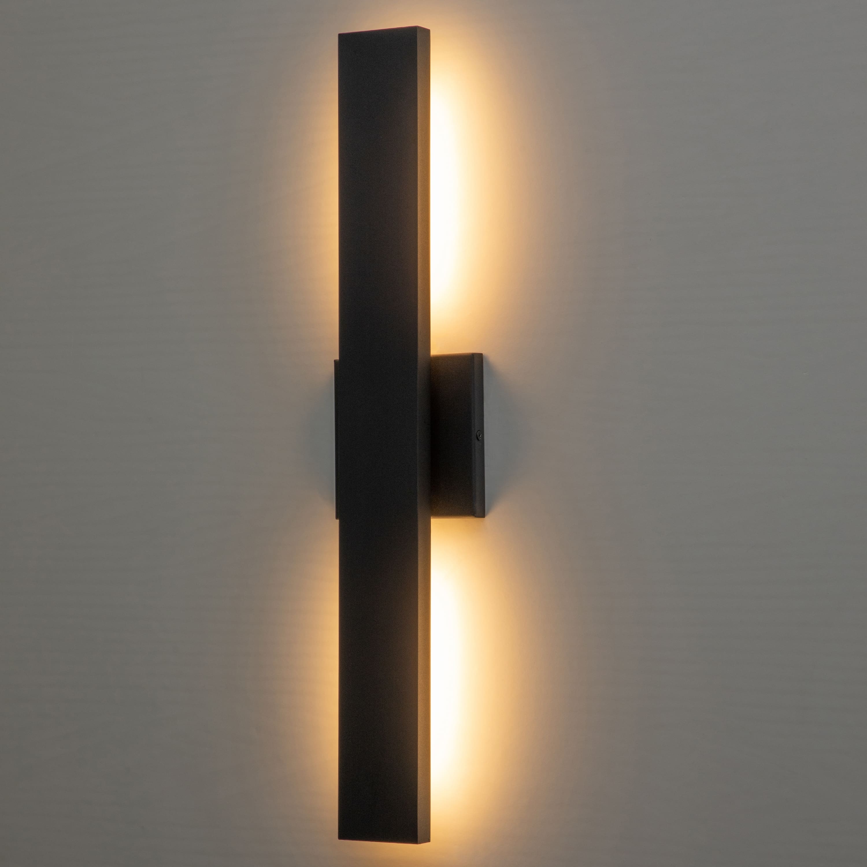 2-Light Matte Black Aluminum LED Outdoor Wall Sconce - On Sale - Bed ...