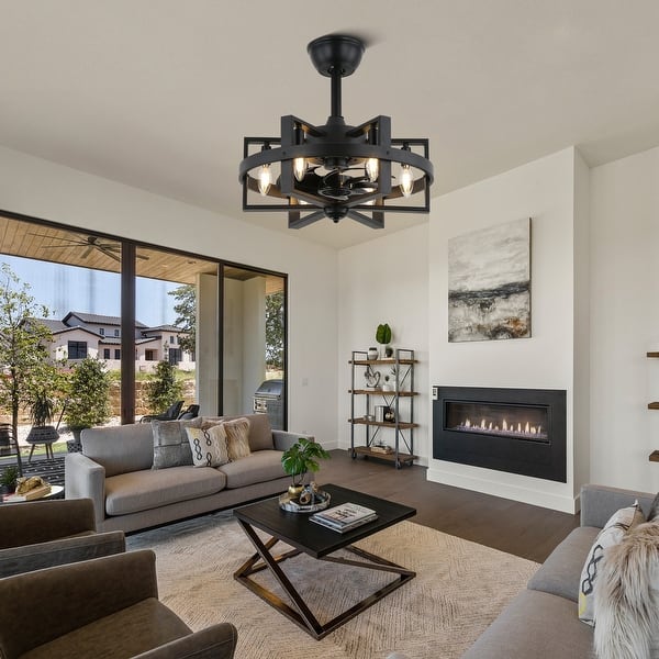 Oaks Aura18in.Spacecraft-inspired 6-Lights Modern Black Ceiling Fan ...