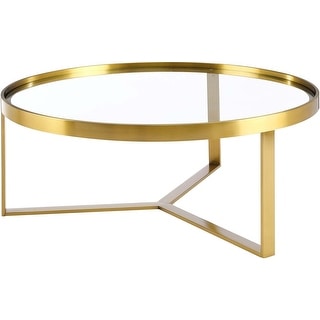 Gold Metal and Glass Accent Side Table, 35.5 x 35.5 x 13.5, Adjustable ...