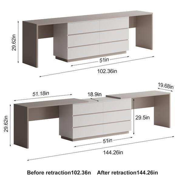 144 Inch Modern Home Office Expandable Dresser Desk - Bed Bath & Beyond ...