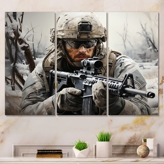 Designart "Army Precision Marksmanship I" Army Wall Art Living Room Set ...