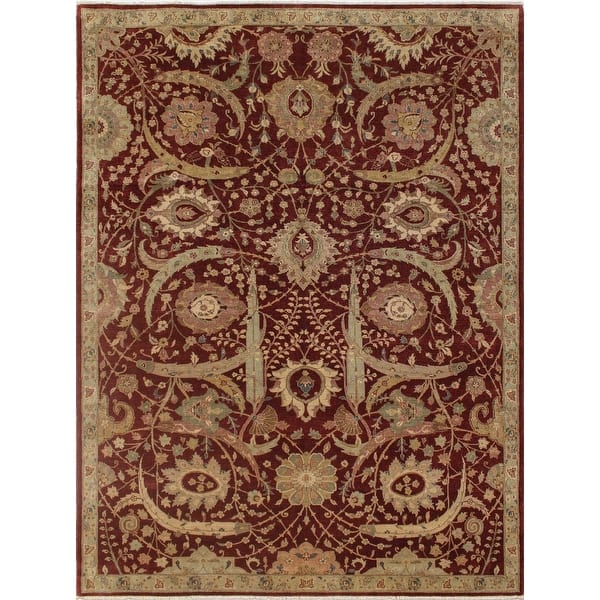 Noori Rug Turkish-Knotted Ankara Ardolf Burgundy/Green Rug - 8'0" x 10 ...
