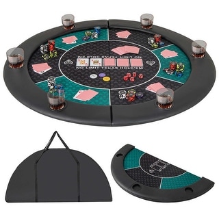 48" Poker Table Top 6 Player Foldable Round Blackjack Poker Table - Bed ...