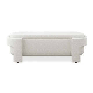 Storage Entry Bench with Linen Upholstery & Foam Cushion - No Assembly ...