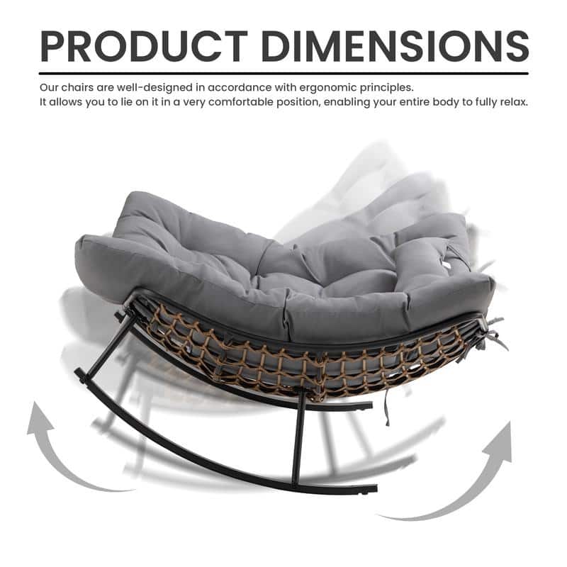 COSIEST 45"/58" Wicker Rattan Rocking Chair, Outdoor Patio Rocker with ...