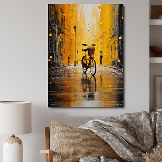 Designart "Bicycle Urban Rhythm Pointillism" Bicycle Canvas Wall Art ...