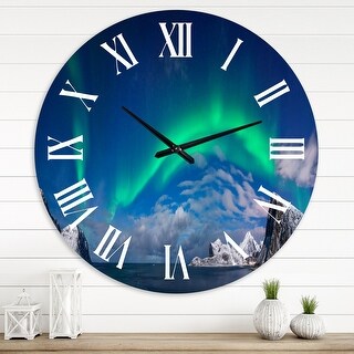 Designart 'Aurora Borealis Above FLaget Bay' Traditional wall clock ...