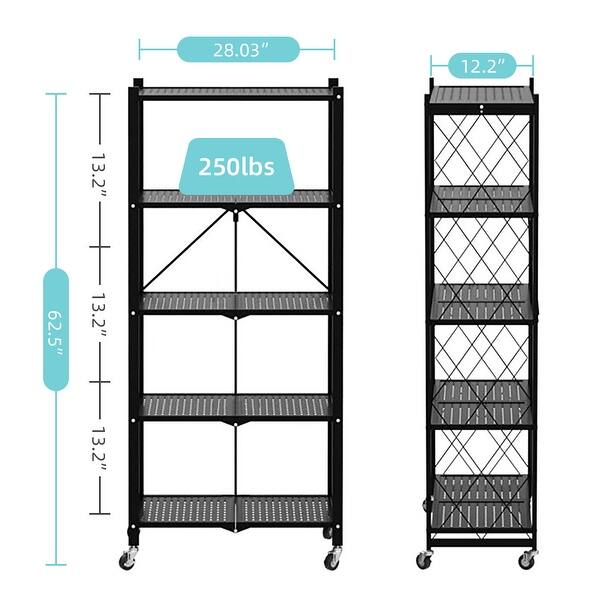 5-Tier Storage Shelving Unit,Heavy Duty Metal Shelf 28.03"x12.2"x62.5 ...