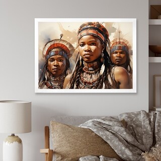 Designart "African Zulu Dancers II" African Framed Wall Decor - Bed ...