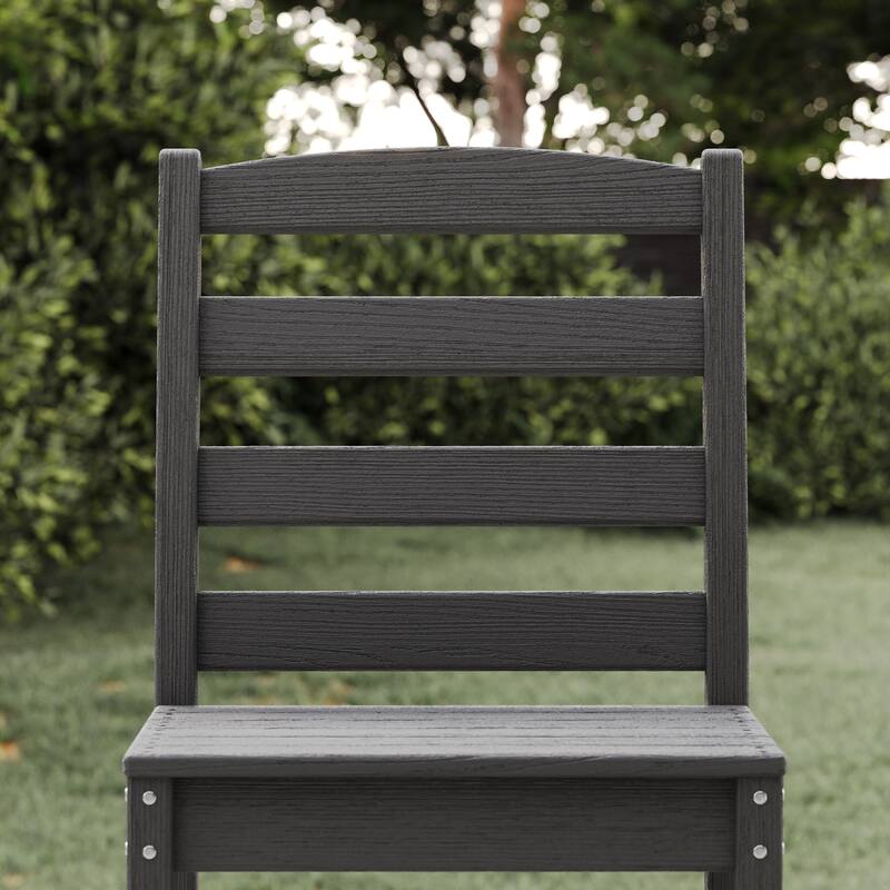 Outdoor Dining Table and Chair Set: HDPE Material, Wood - Grain Design ...