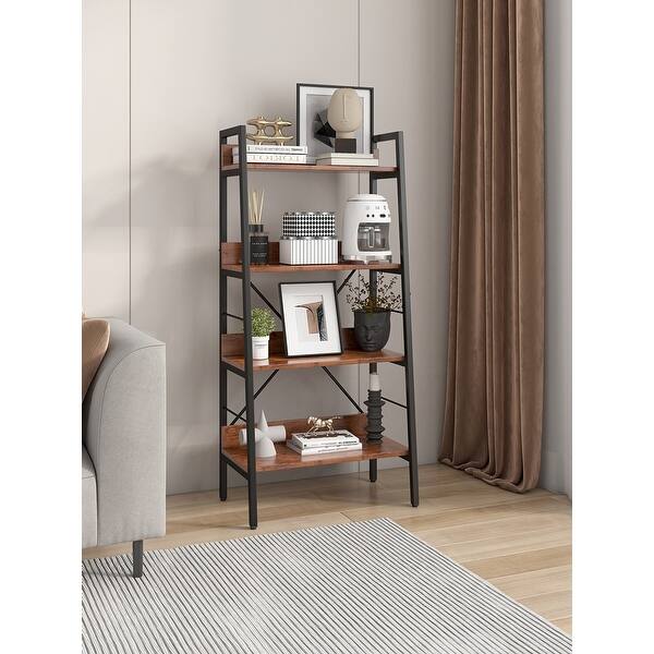 4 Layer Display Bookshelf H Ladder Shelf Storage Shelves Rack Unit ...