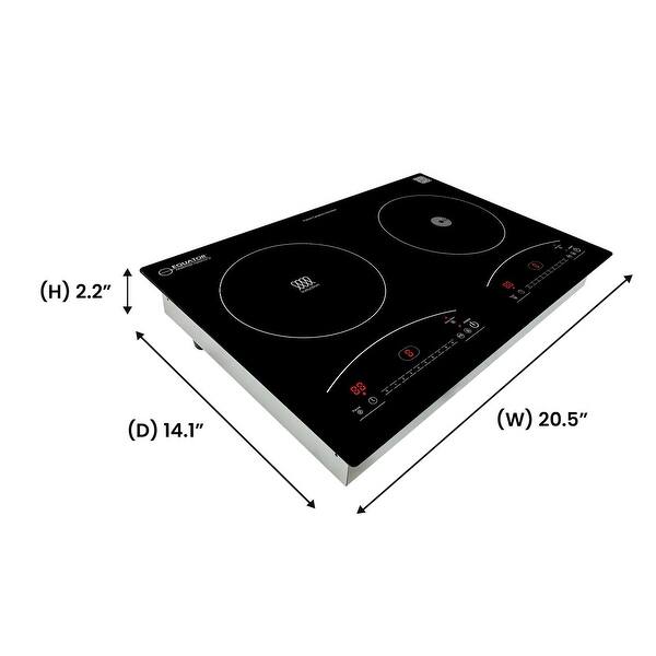 Equator 20" Electric Hybrid CERAMIC-INDUCTION 2 Burner Cooktop with 9 ...