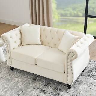 Rolled Arm Accent Sofa Chesterfield Tufted Backrest Loveseat Recliners ...
