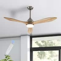 50 in Dimmable Integrated LED Solid Wood Ceiling Fan with Remote ...