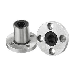 LMF10UU 10x19x29mm Round Flange Linear Motion Bushing Ball Bearing 2Pcs ...