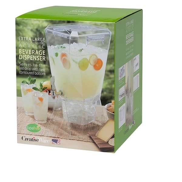 Creativeware Acrylic Beverage Dispenser Clear With White Base 3.5 ...
