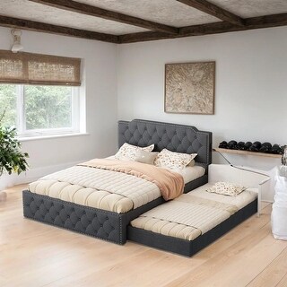 Queen Size Bed Wool Fabric Floral Design Headboard - Bed Bath & Beyond ...