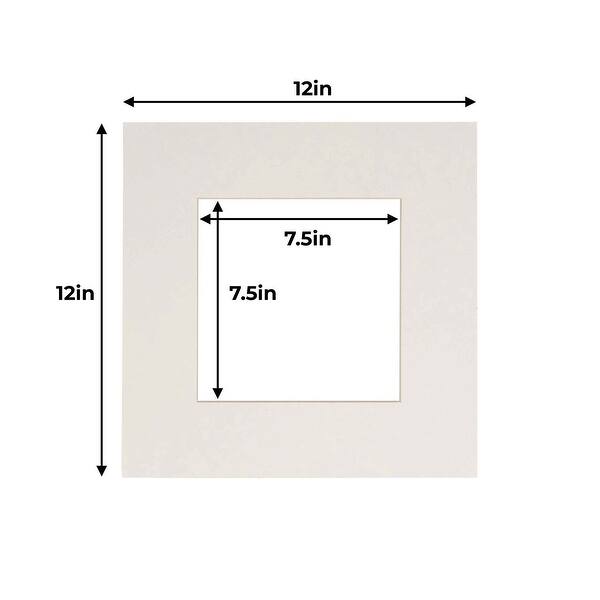 8x8 Mat for 12x12 Frame - Precut Mat Board Acid-Free Textured White 8x8 ...