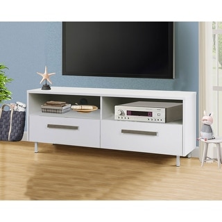 Modern White Media Console Entertainment Center with Storage - Bed Bath ...