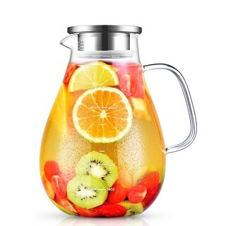 80oz Water Pitcher with Lid, Large Glass Pitcher with Lid and Spout ...