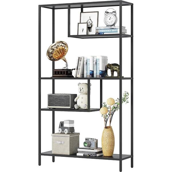 4 Tier Metal Frame Bookcase,Open Display Shelves,Black - Bed Bath ...