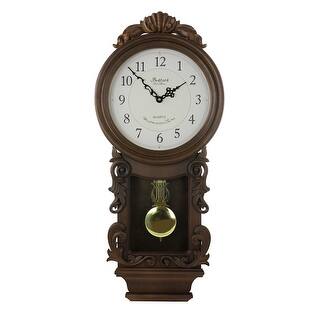 Bedford Clock Collection Chestnut Chiming Pendulum Wall Clock - 13.75 ...