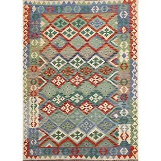 Colorful Kilim Oriental Area Rug Hand-woven Wool Carpet - 5'3"x 6'5 ...
