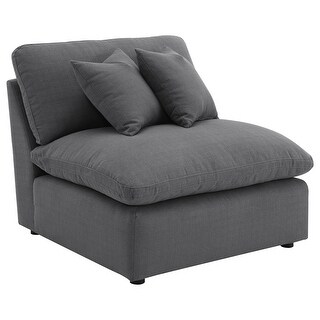 Hobo Modular Armless Chair, Charcoal Gray Fabric, 2 Pillows, 38 Inch ...
