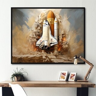 Designart "Abstract Space Shuttle Launch" Space Shuttle Framed Canvas ...