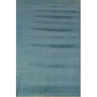 Light Blue Gabbeh Modern Rug Handmade Wool Carpet - 3'9" x 6'0" - Bed ...