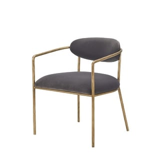 Modrest Baird Modern Grey Velvet & Brass Dining Chair - Bed Bath ...