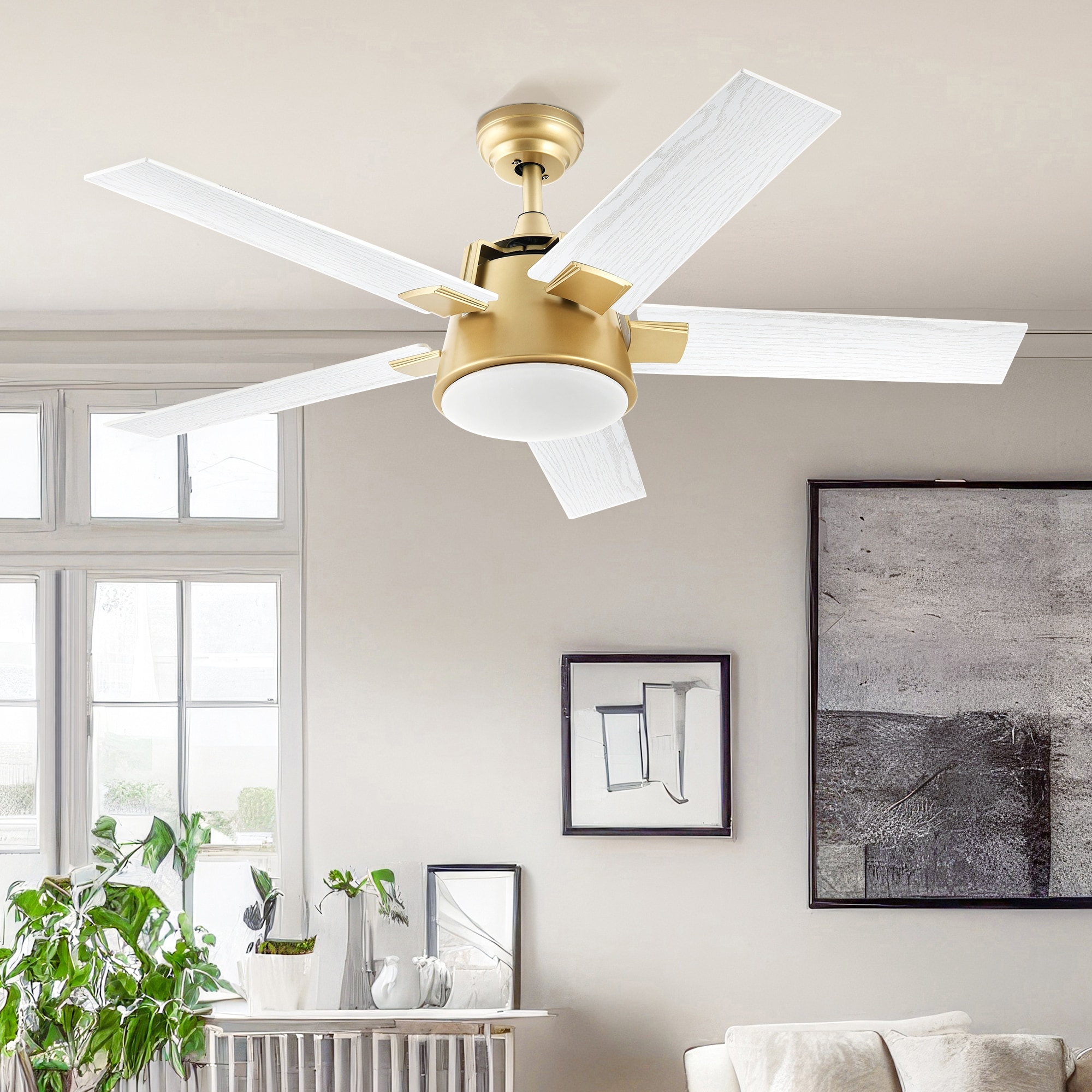 Moasis 52-inch 4-Blade Ceiling Fan with LED Light and Remote Control ...