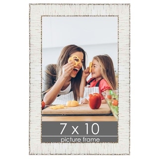 7x10 White Rustic Birch Wood Picture Frame with UV Acrylic, Foam Board ...