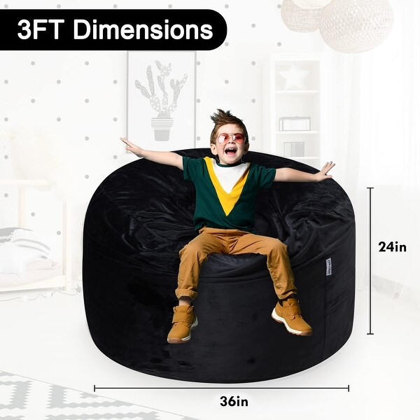 Bean Bag Chair 3Ft Luxurious Velvet Ultra Soft Fur with High Rebound Memory Foam Plush Lazy Sofa with Fluffy Removable Sponge 3 Bed Bath Beyond 40547469