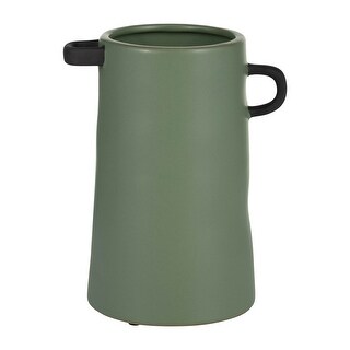 9" Ceramic Vase Dark Seige Green Eared Vase Contemporary Floral Display ...