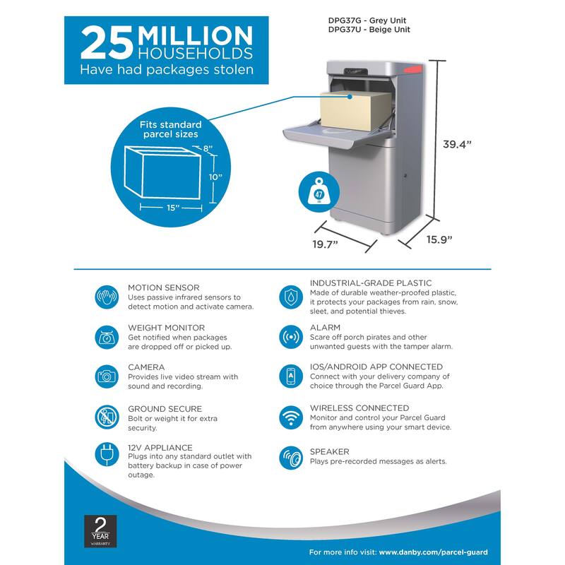 Danby DPG37G Parcel Guard Smart Mailbox - Overstock - 29549051