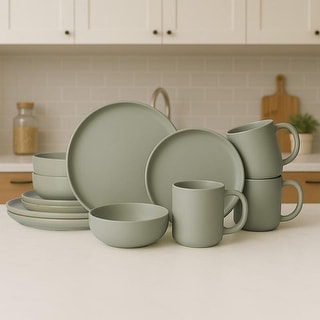 12 Piece Stoneware Dinnerware Set with Mugs,Microwave and Dishwasher ...