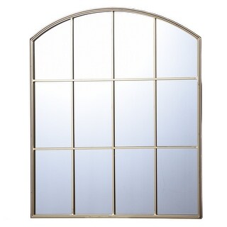 Iuka Farmhouse - Metal Window Pane Wall Mirror - Bright Gold Finish ...