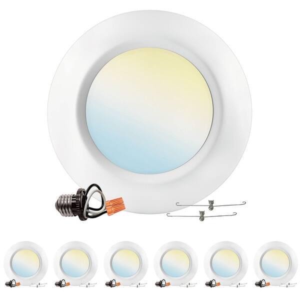 Luxrite 6 Inch LED Disk Lights, 15W, 5CCT 2700K-5000K, 1000LM, Dimmable ...