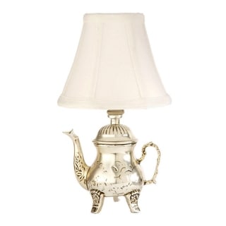 Pack of 2 Vintage Teapot Design Mini Table Lamps with Fabric Shades 5 ...