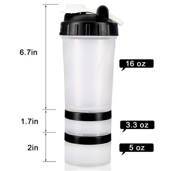 16oz Protein Shaker Bottle with Interlocking Storage - Bed Bath ...